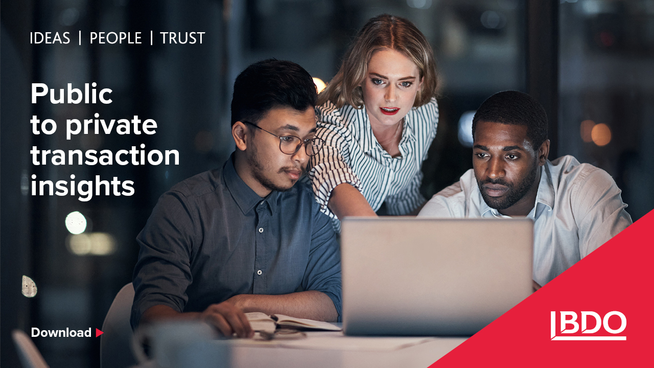 Public to private transaction insights - BDO