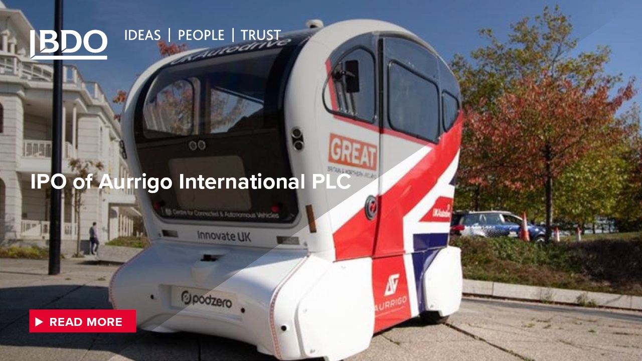 IPO | Aurrigo International plc | BDO |Transaction Services - BDO