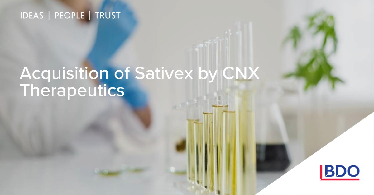 CNX Therapeutics | Sativex | Acquisition | Transaction Services – BDO - BDO